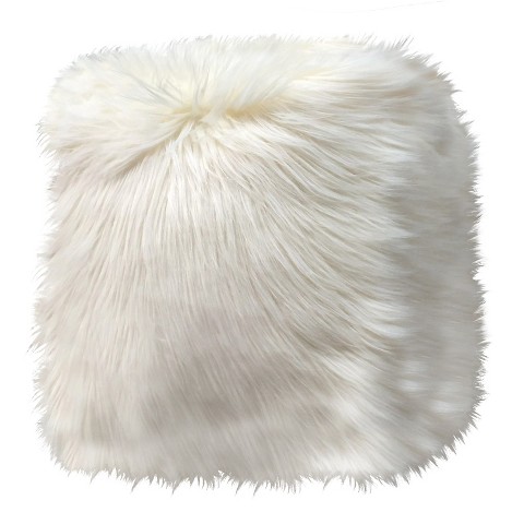 Threshold White Faux Fur Pouf : Target